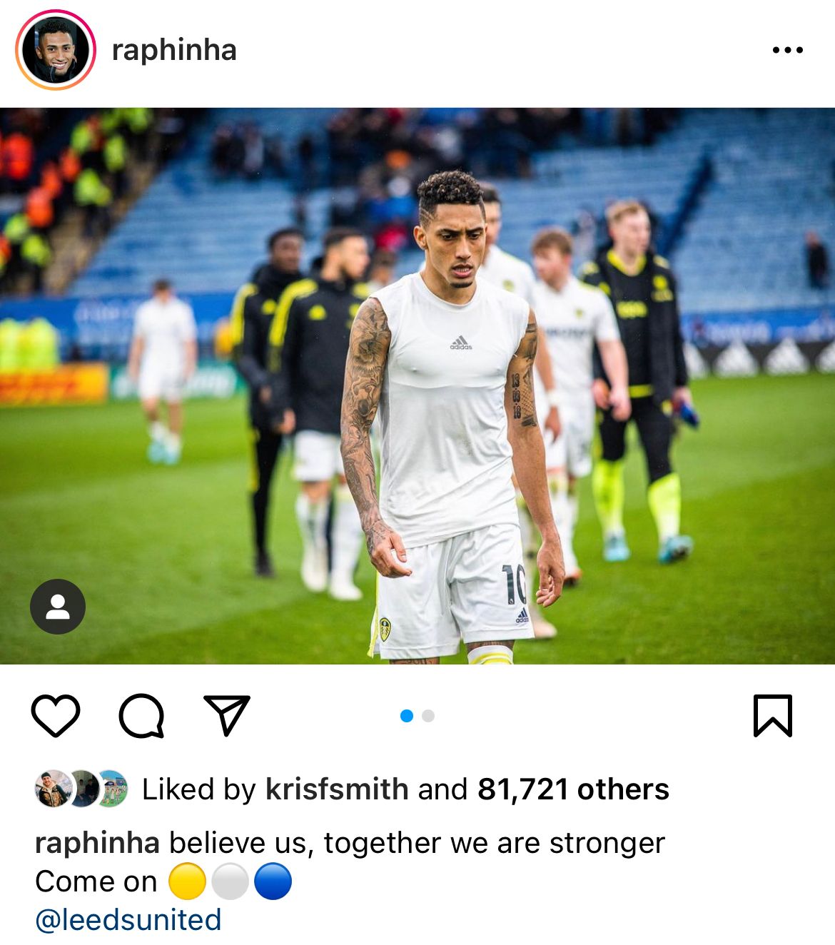 Raphinha offers simple rallying cry after Leeds United defeat at ...