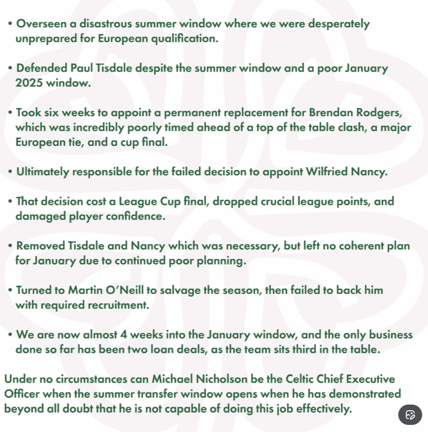 Michael Nicholson's negative Influence on Celtic's Future - Read Celtic